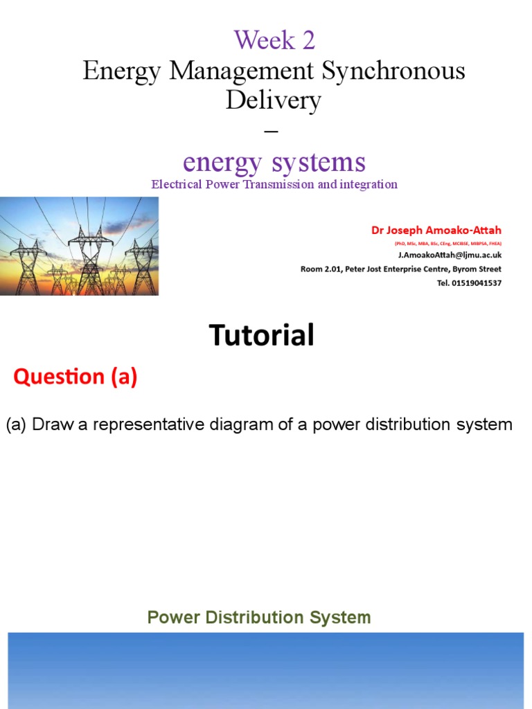 Week 2 - Synchronous - Energy Systems | PDF | Electric Power Distribution | Transformer