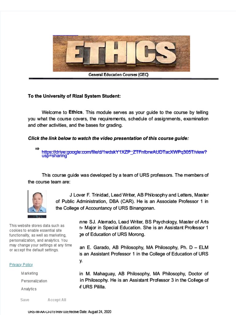 PDF Ethics Module 1 To 8 Compress | PDF | Justice | Crime & Violence
