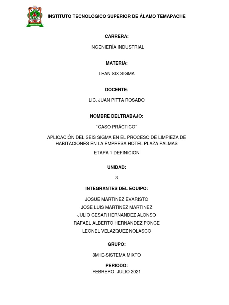 Caso de Estudio-U3-8m1e - Ing. Industrial. Sist. Mixto | PDF | Six Sigma | Calidad (comercial)