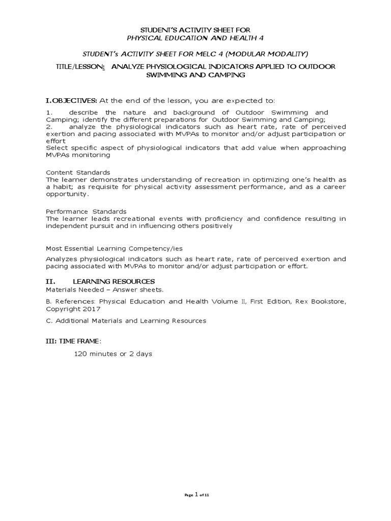 Sas - Hope 4 - Melc 4 | PDF | Heart Rate | Camping