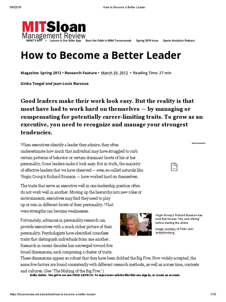 How To Become A Better Leader Ocean Pdf