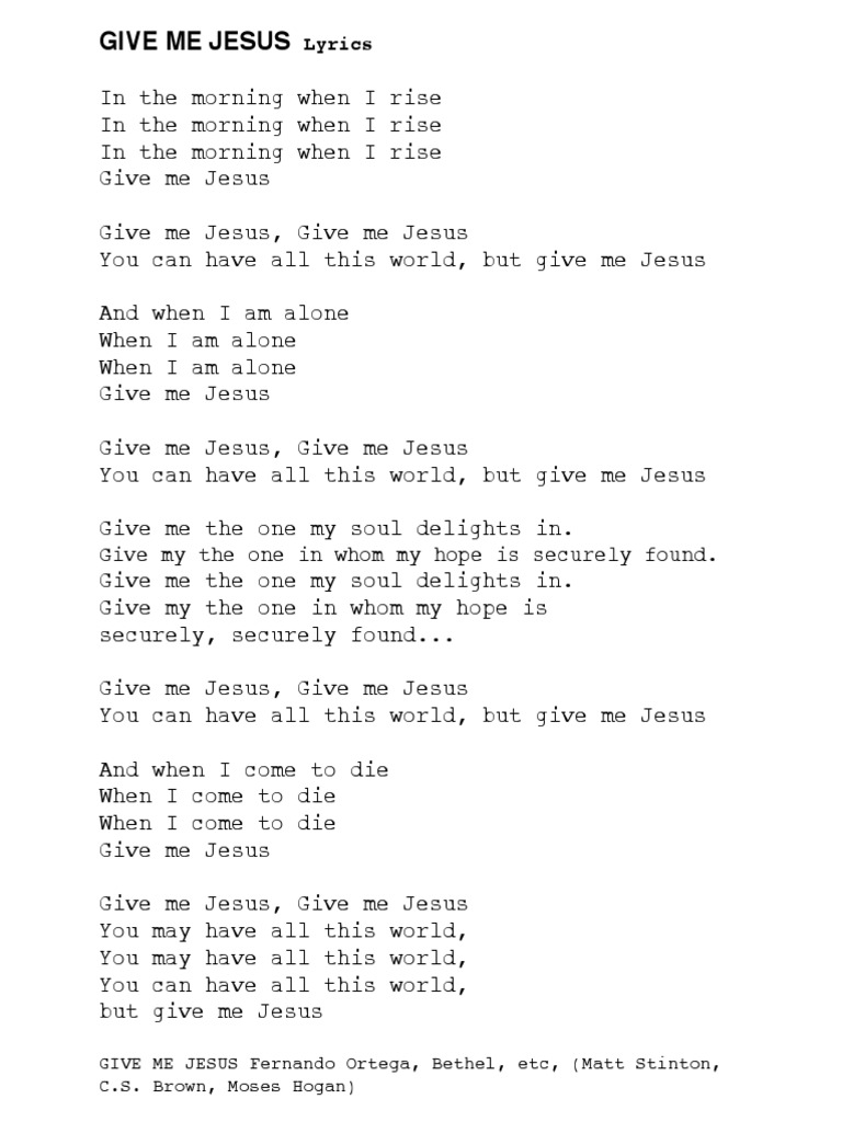 Give Me Jesus Lyrics | PDF | Religion & Spirituality