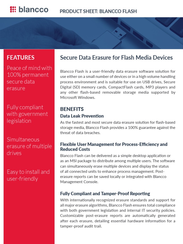 Blancco Flash: Secure Data Erasure Solution | PDF | Flash Memory | Usb ...