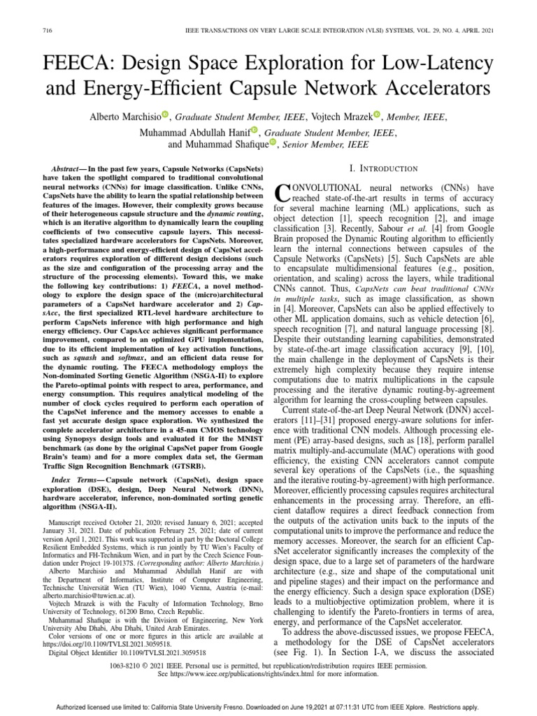 FEECA Design Space Exploration For Low-Latency and Energy-Efficient Capsule Network Accelerators ...