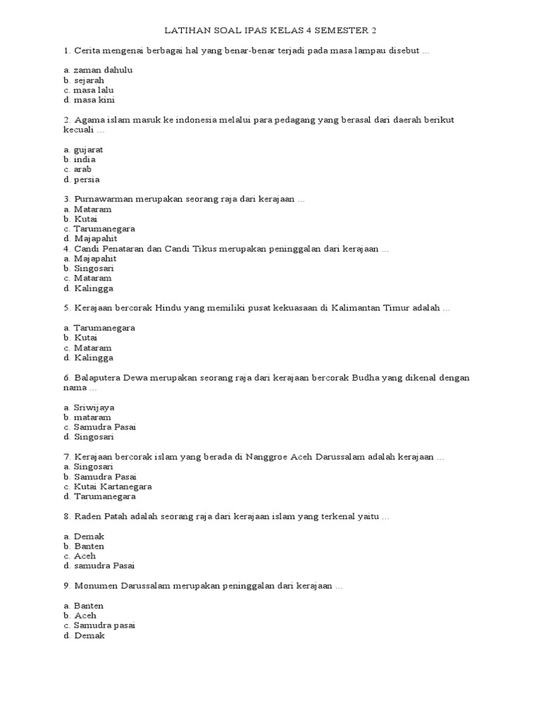 Latihan Soal Ipas Kelas 4 Semester 2 | PDF