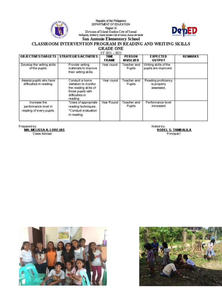 San Antonio Elementary School Classroom Intervention Program in Reading ...