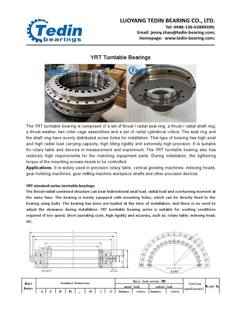 YRT Turntable Bearings - Tedin | PDF