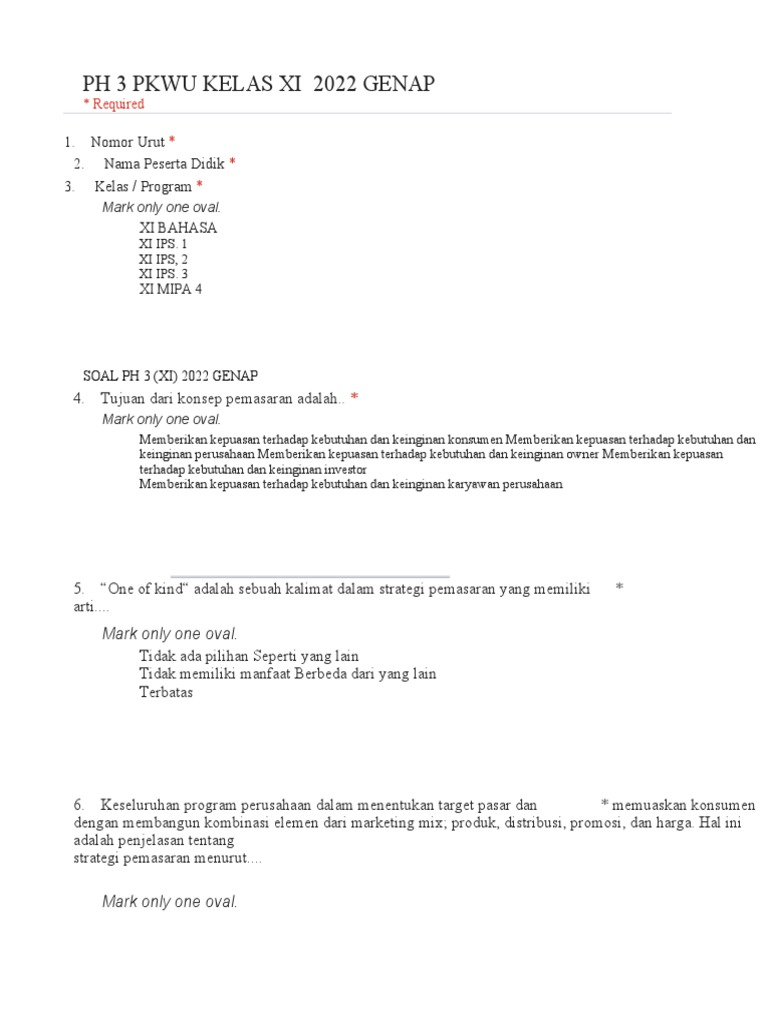 Soal PH 3 Mapel Pkwu Kelas Xi Genap | PDF | Pengelolaan Keuangan & Uang