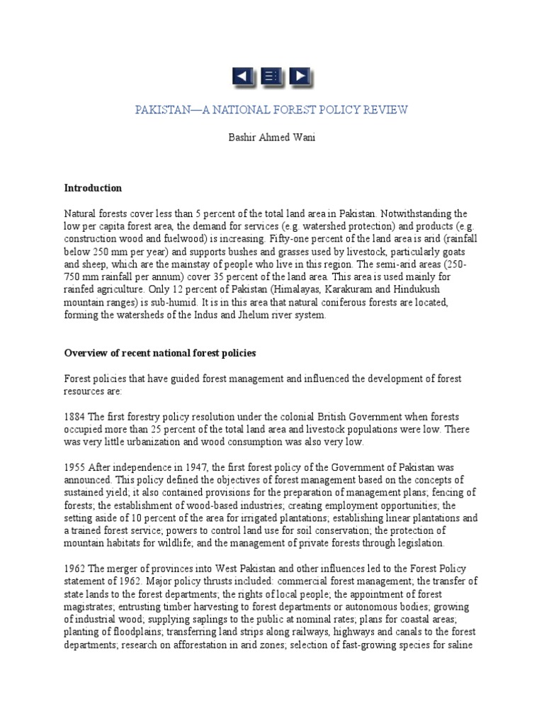 Pakistan-A National Forest Policy Review | PDF | Forestry | Forests