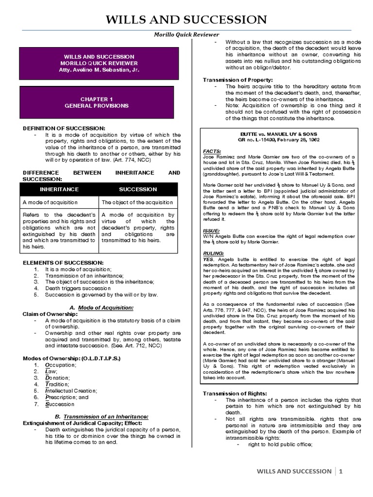 Wills and Succession | PDF | Inheritance | Will And Testament