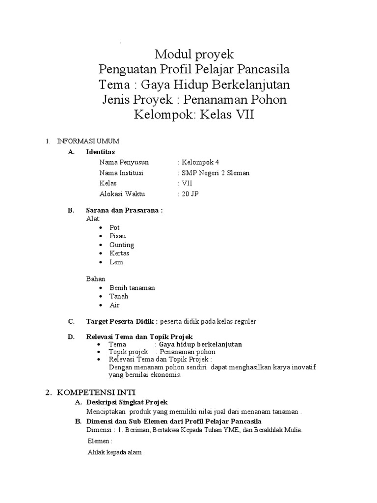 Modul P5 Penanaman Pohon | PDF