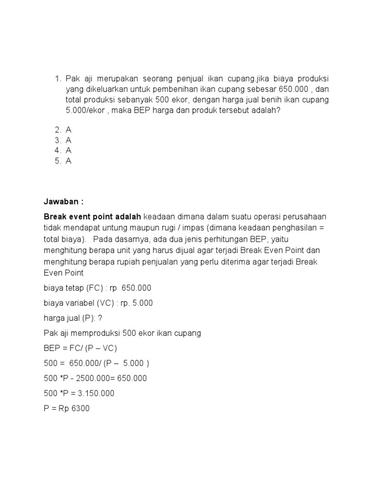 Soal Bep Dan Jawaban | PDF