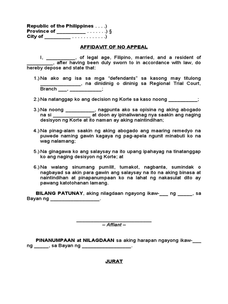 Affidavit of No Appeal - GGGG | PDF