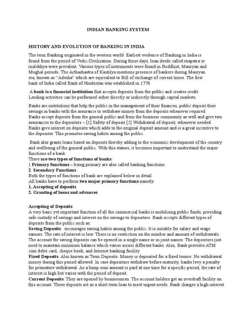 Indian Banking System | PDF