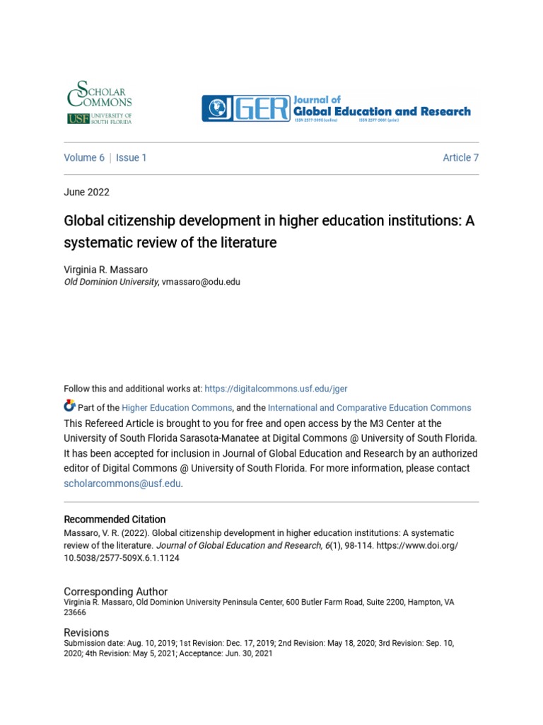 Global Citizenship in Higher Education Review | PDF | Pedagogy ...