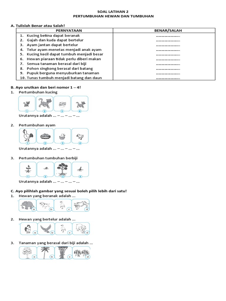 Soal Latihan 2 Pertumbuhan Hewan Dan Tumbuhan - Paket - 02 | PDF | Sains & Matematika