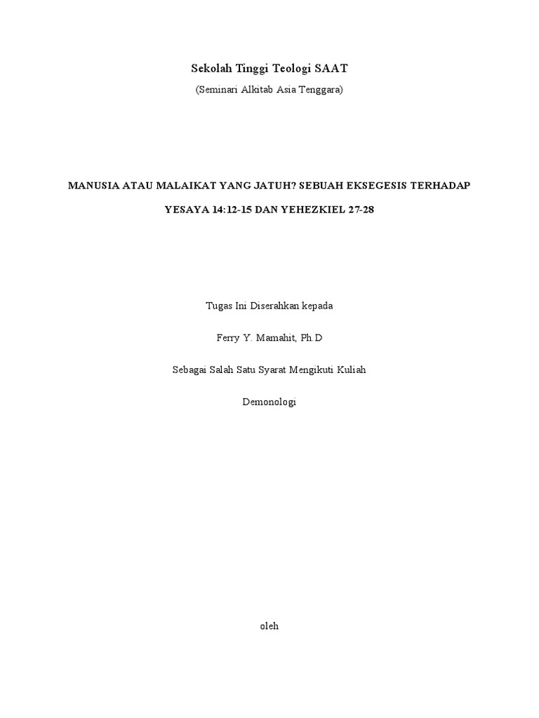 Paper Demonologi - Michael Engelbert Dan Rendhi Vianirio | PDF | Agama ...