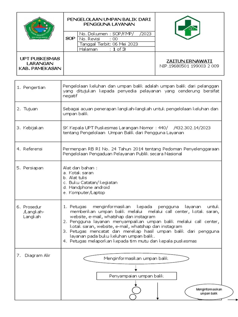 Sop Pengelolaan Umpan Balik Dar Pengguna Layanan Baru | PDF