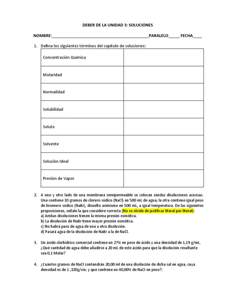 Deber Cap Soluciones | PDF | Concentración | Gases