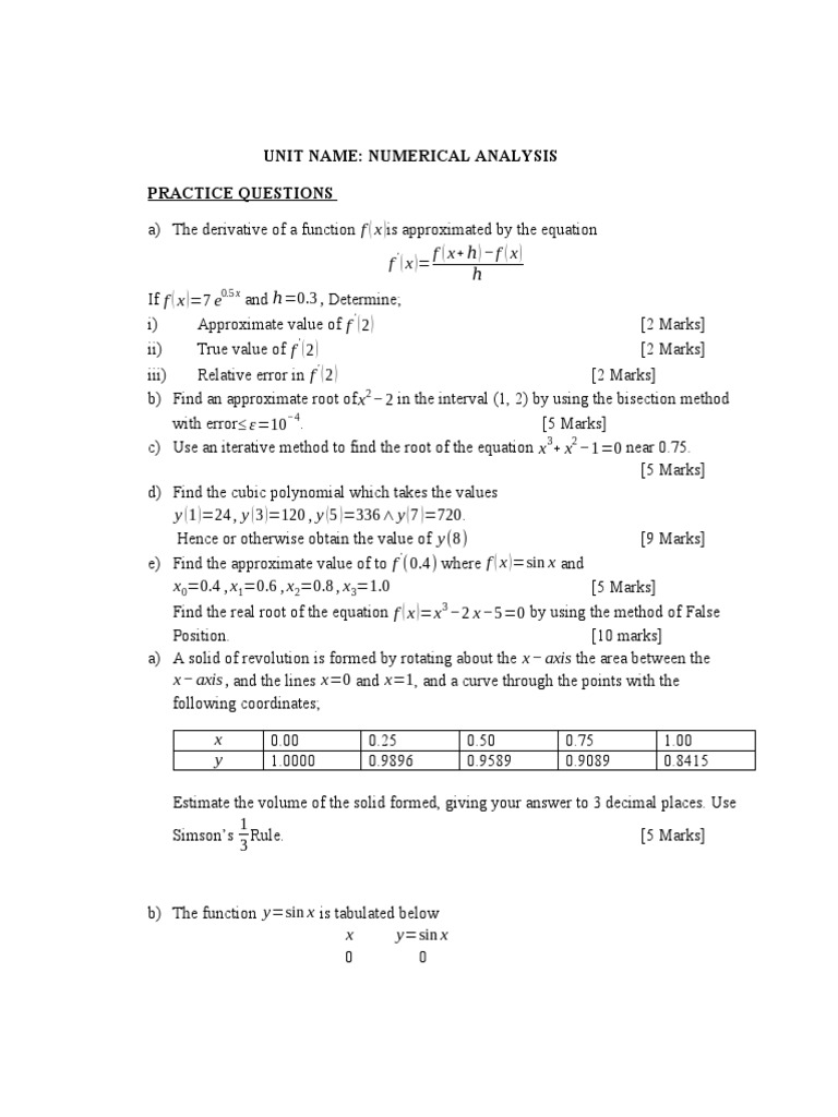 Numerical Analysis Questions | PDF