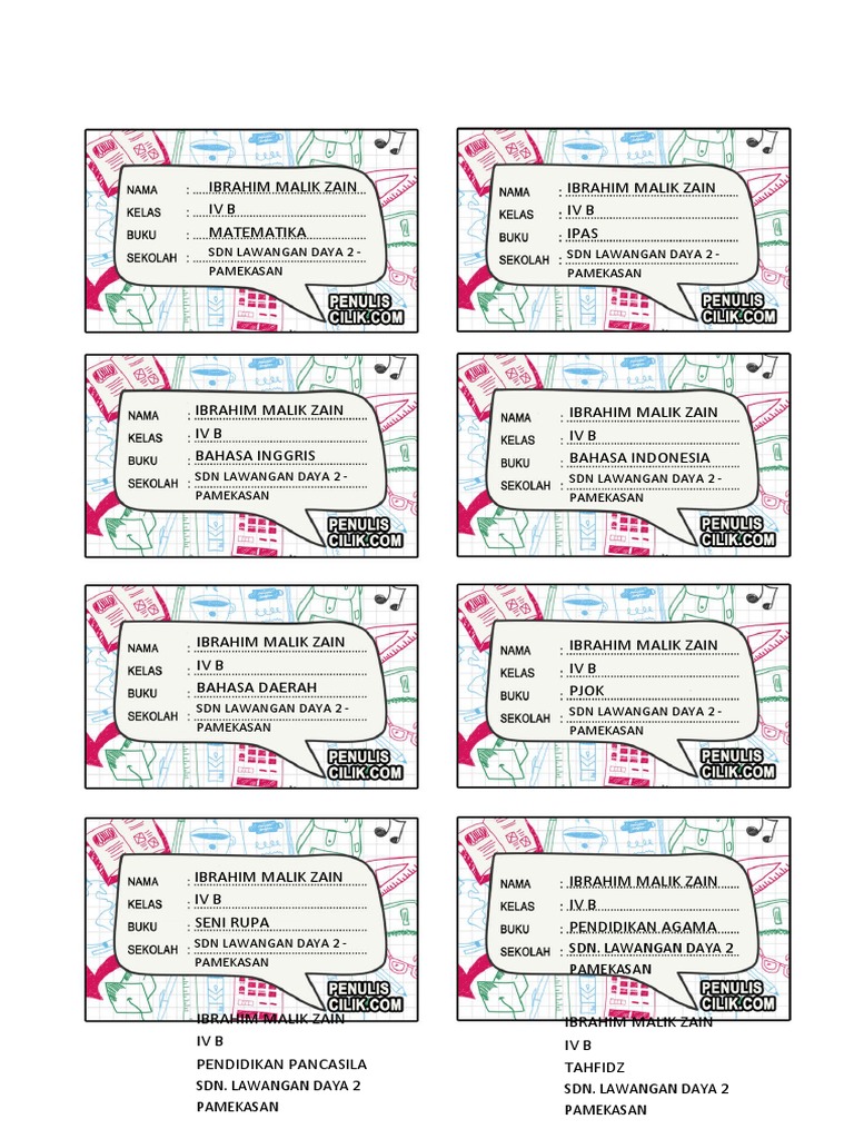 Cara Membuat Label Buku Tulis Di Microsoft Word | PDF