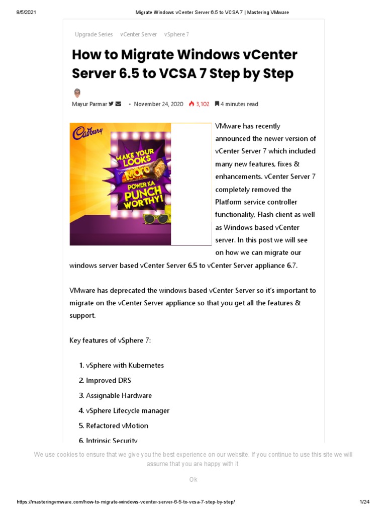 Migrate Windows vCenter Server 6.5 to VCSA 7 _ Mastering VMware | PDF | Http Cookie | Microsoft ...