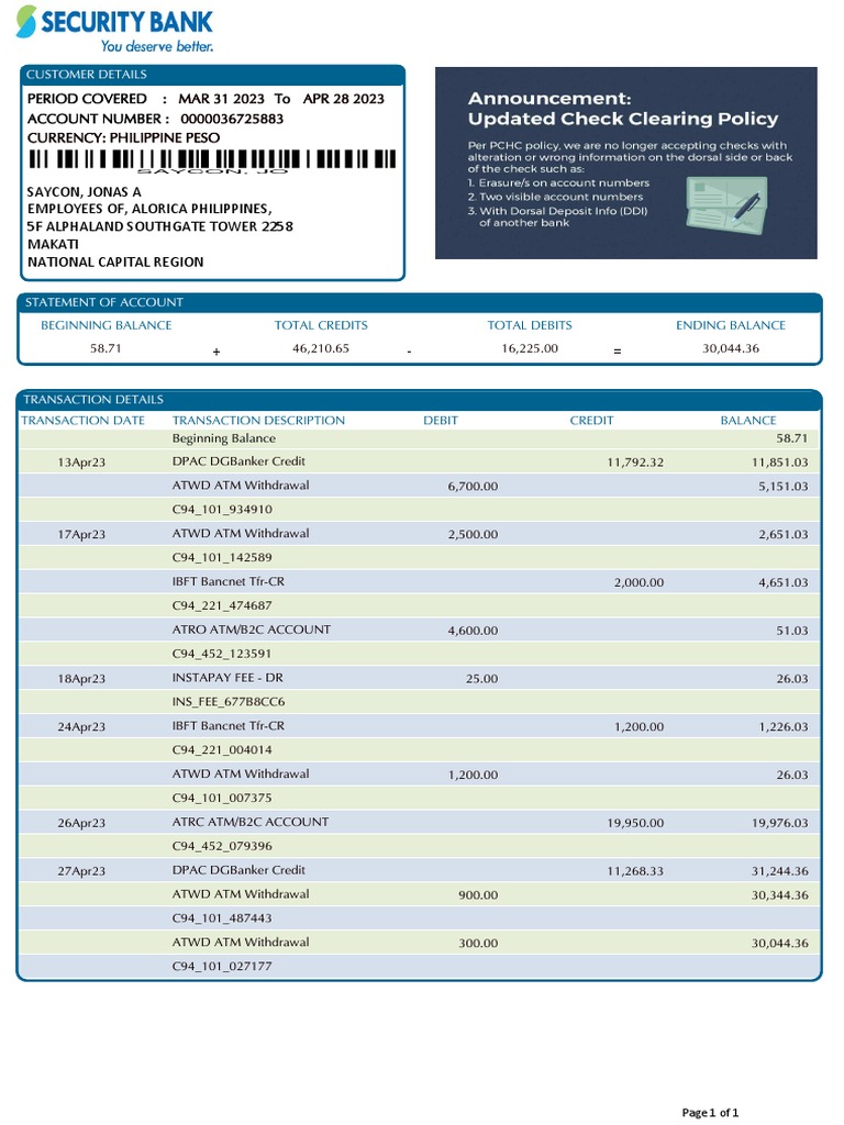 Proof of Account | PDF | Automated Teller Machine | Economies