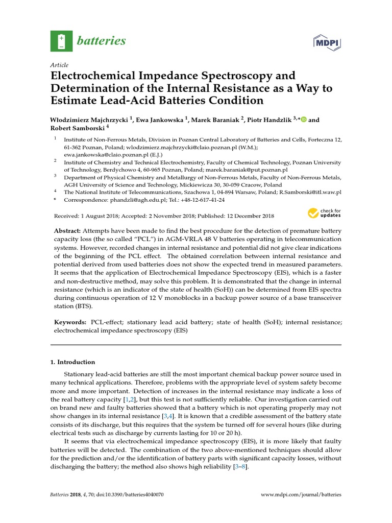 Batteries 04 00070 v3 | PDF | Electrical Engineering | Physical Sciences