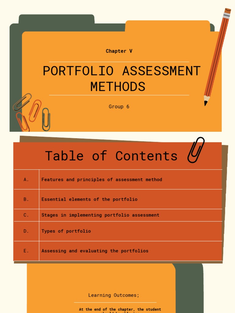 Portfolio Assessment Methods Chapter V | PDF | Educational Assessment ...