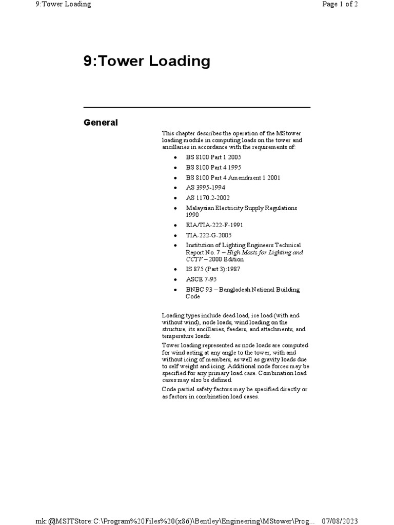 Tower Loading | PDF | Electrical Engineering | Civil Engineering