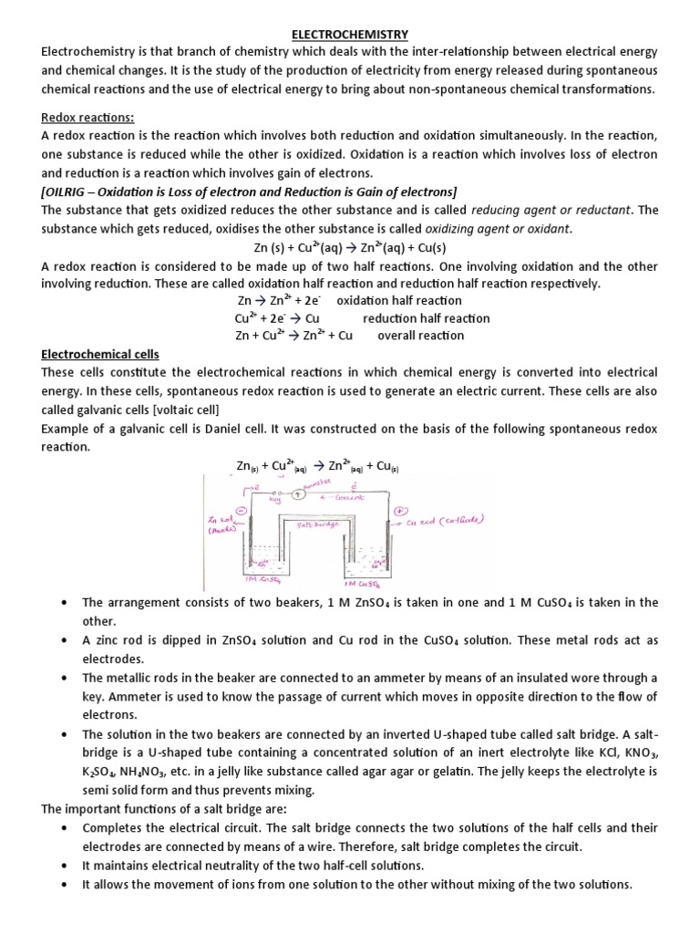 Notes Electro | PDF | Redox | Electrochemistry