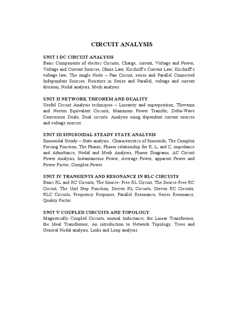 DC and AC Circuit Analysis Guide | PDF