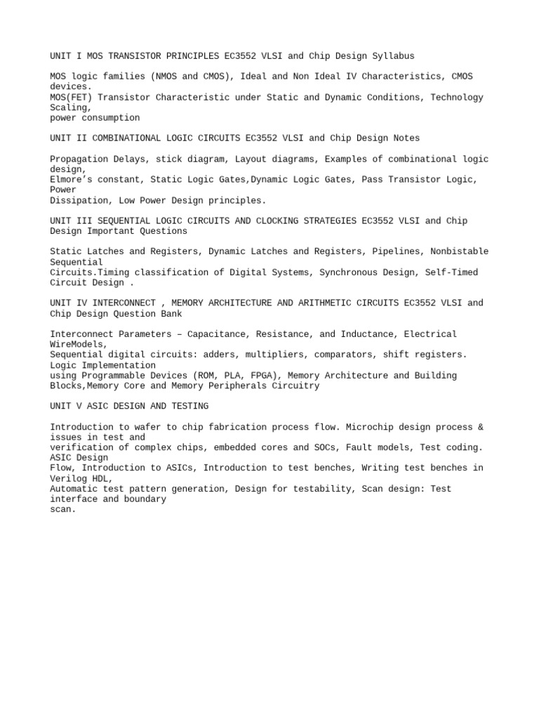 Syllabus VLSI | PDF