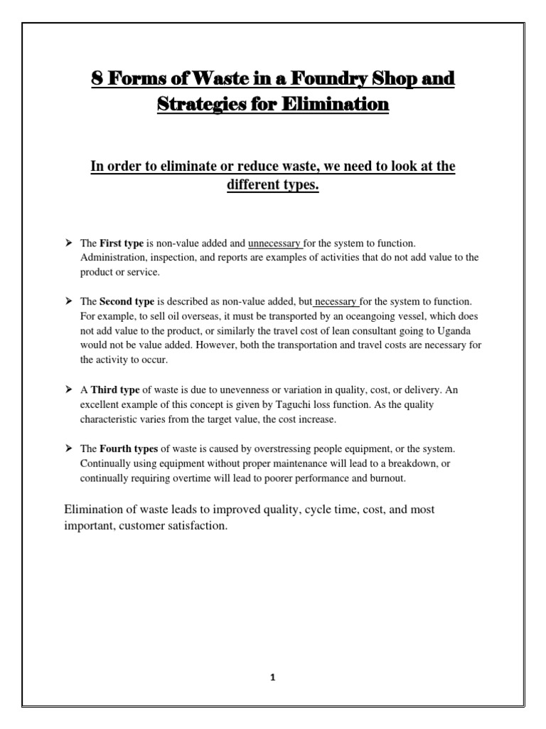 8 Forms of Waste in A Foundry Shop and Strategies For Elimination 1 ...