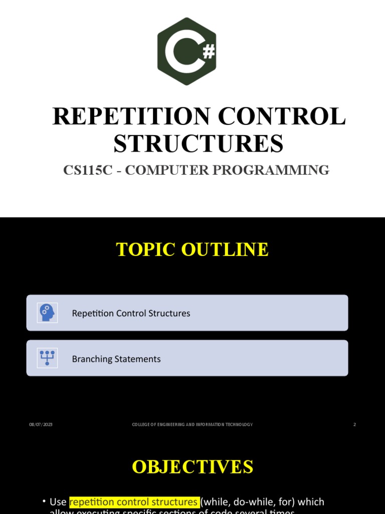 5 CS115C - Repetition Control Structures | PDF | Control Flow | Computer Engineering