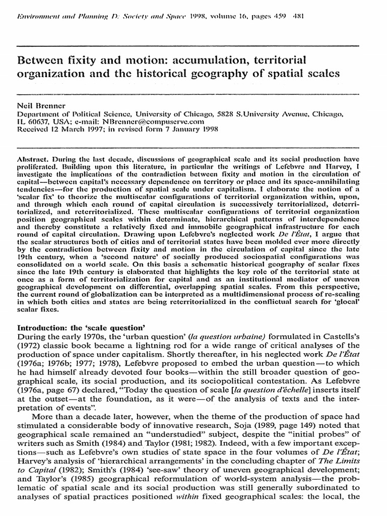 Between Fixity and Motion - Accumulation, Territorial Organization and ...