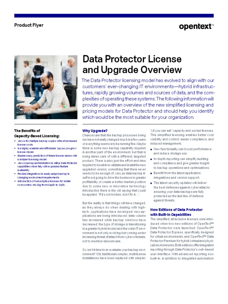 Data Protector License and Upgrade Overview Flyer | PDF | Cloud Computing | Backup
