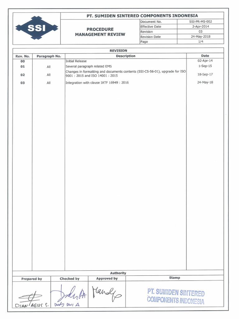 SSI-PR-MS-002 - 03 - Management Review | PDF