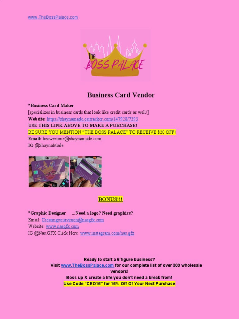 Business Card Vendor Graphic Designer | PDF