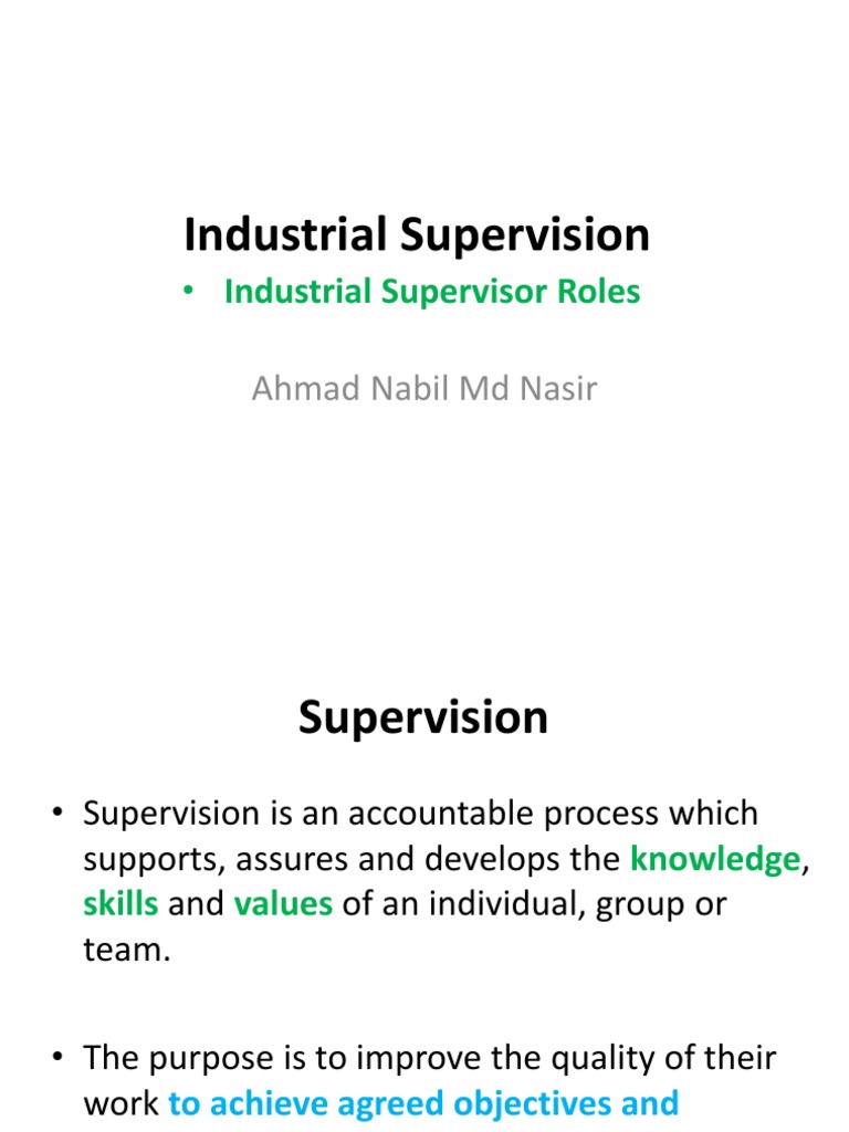 Industrial Supervision - Supervisor Roles 1 | PDF