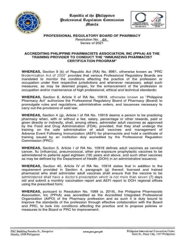 Accrediting PPhA for Pharmacist Training | PDF | Pharmacist | Regulation