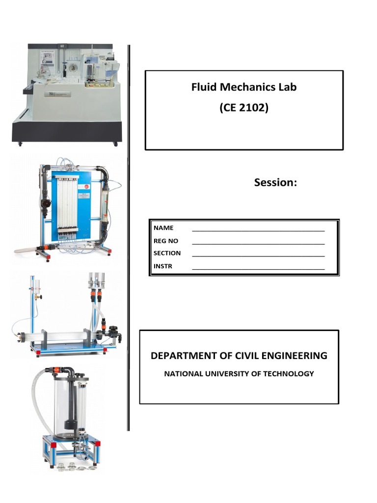 CE2102 - Fluid Mechanics Lab Manual | PDF | Pressure Measurement | Viscosity