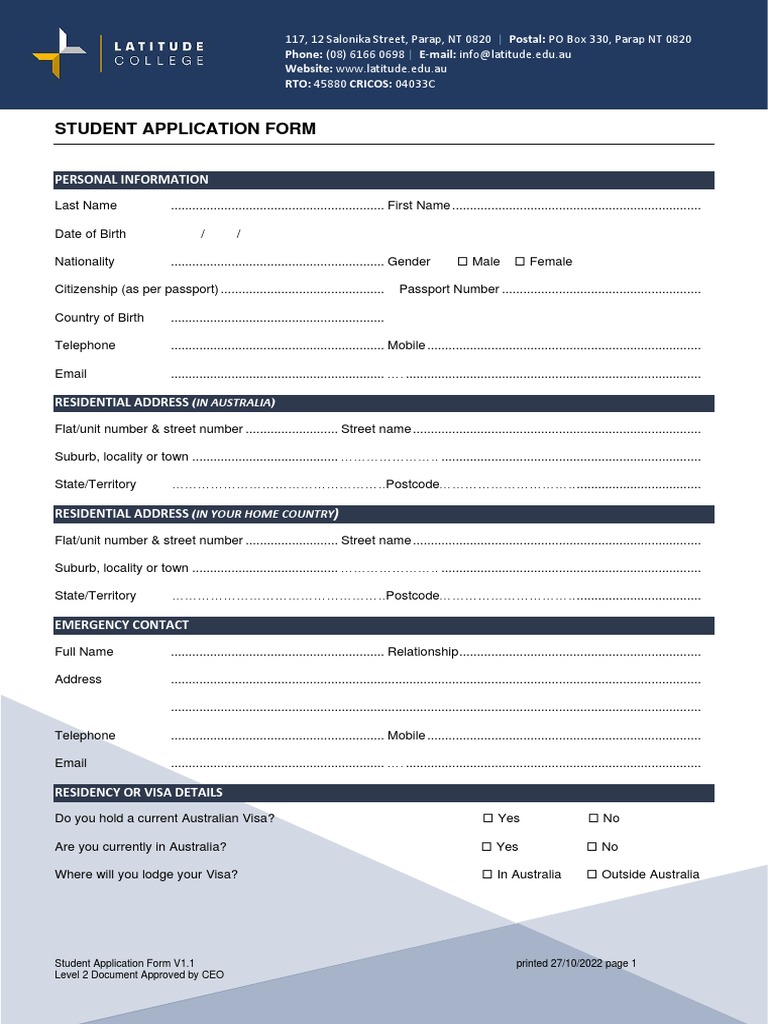 Student Application Form | PDF | Vocational Education | Diploma