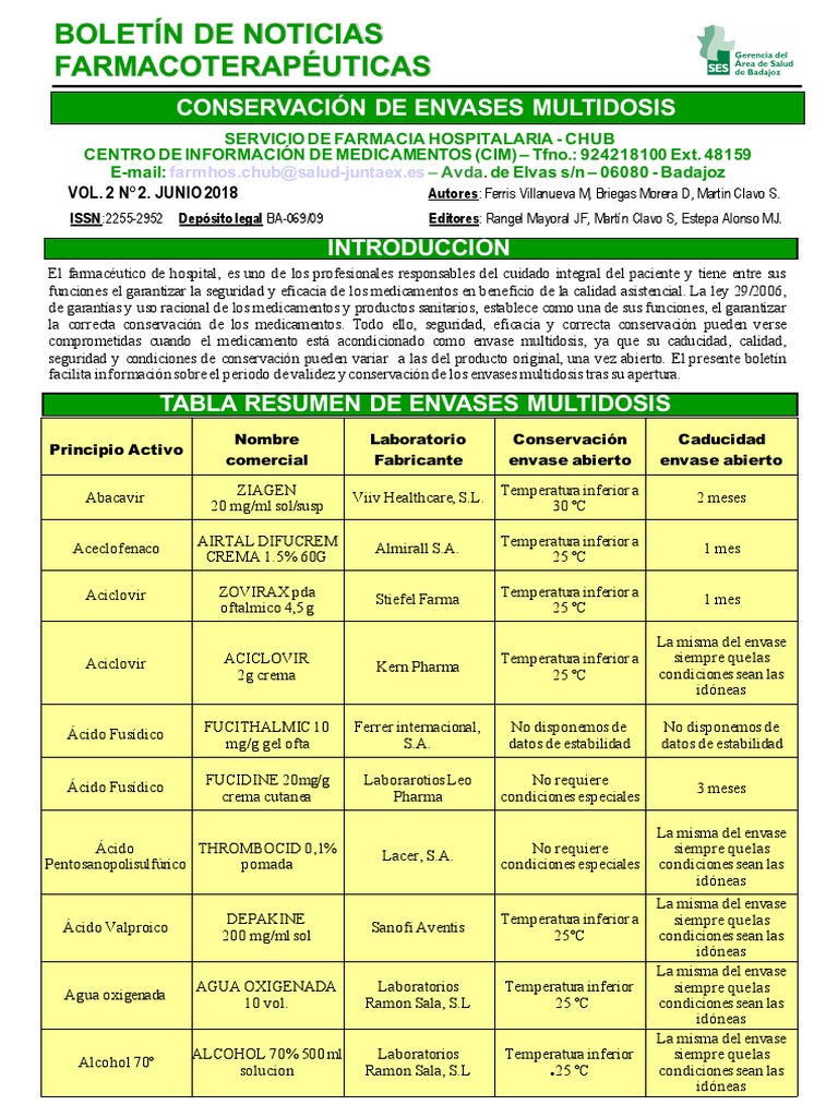 Conservación de Medicamentos Multidosis | PDF | Organización Mundial de ...