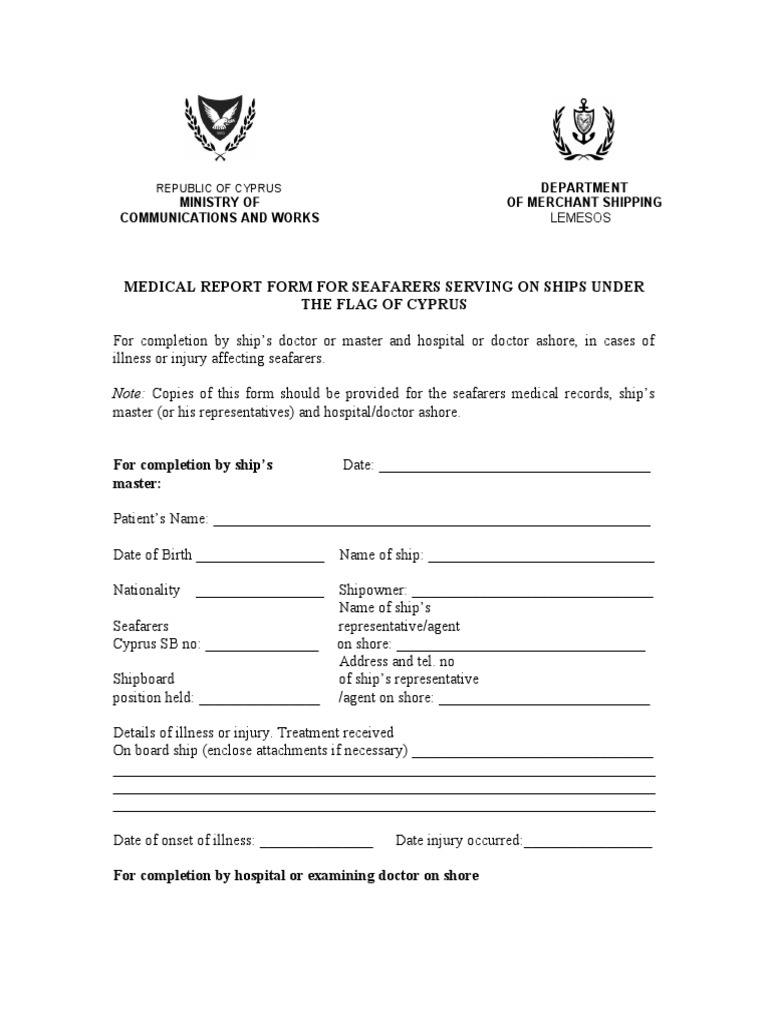 Medical Report Form for Seafarers | PDF | Sailor | Diseases And Disorders