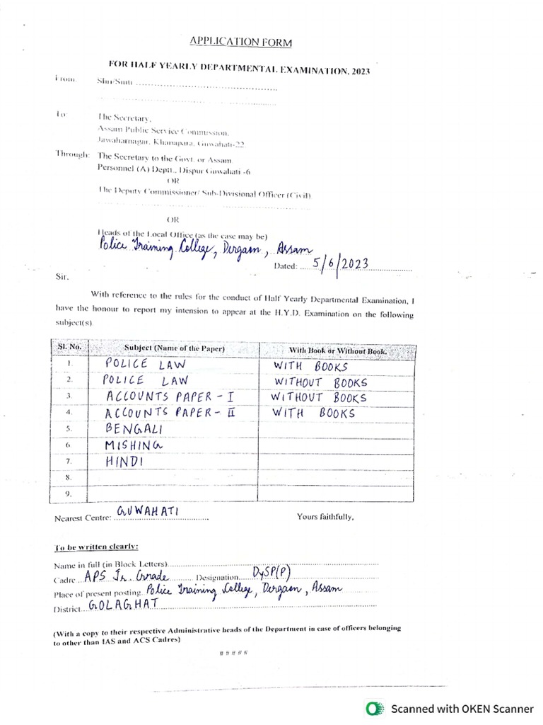 Half Yearly Departmental Form | PDF