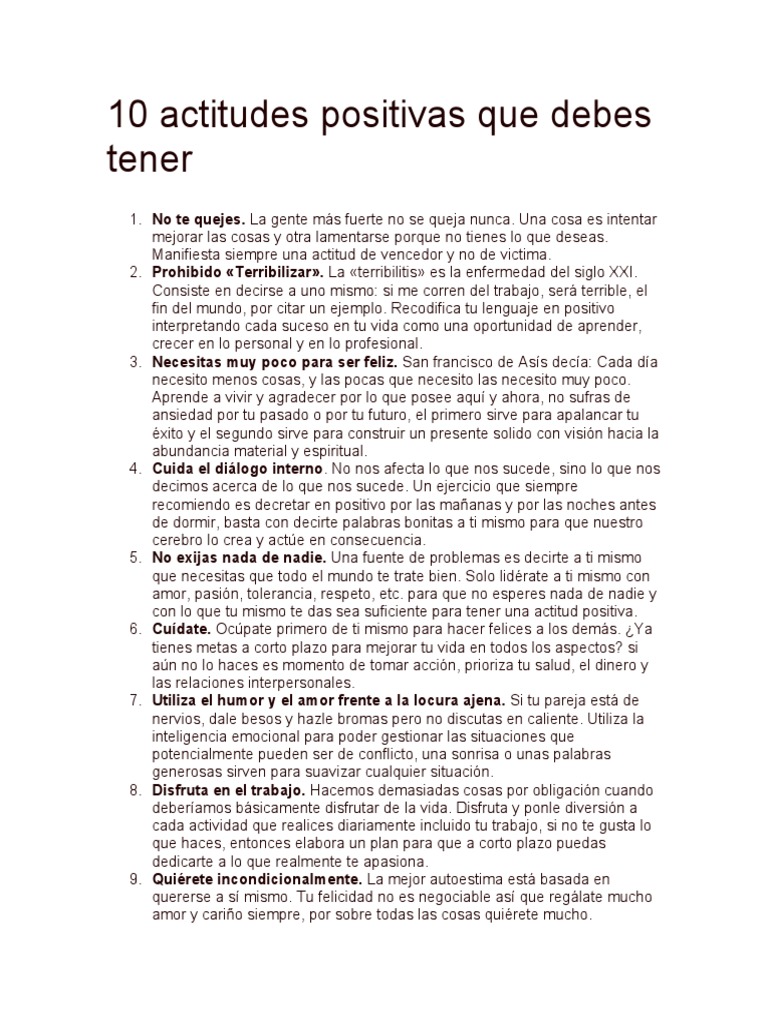 10 Actitudes Positivas Que Debes Tener | PDF | Amor | Gratitud