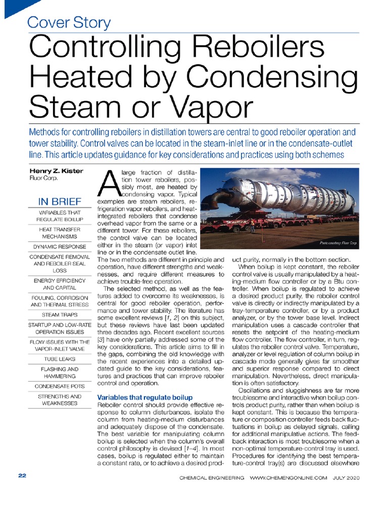 Controlling Reboilers Heated Condensing Steam or Vapor 1683910824 | PDF