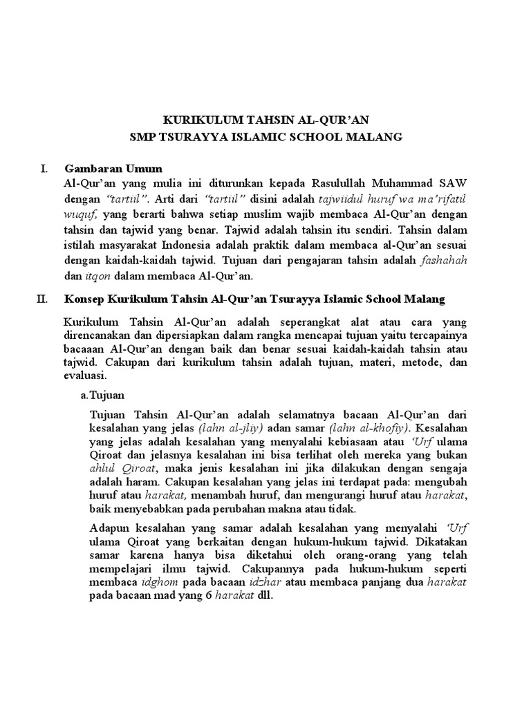 Kurikulum Tahsin | PDF