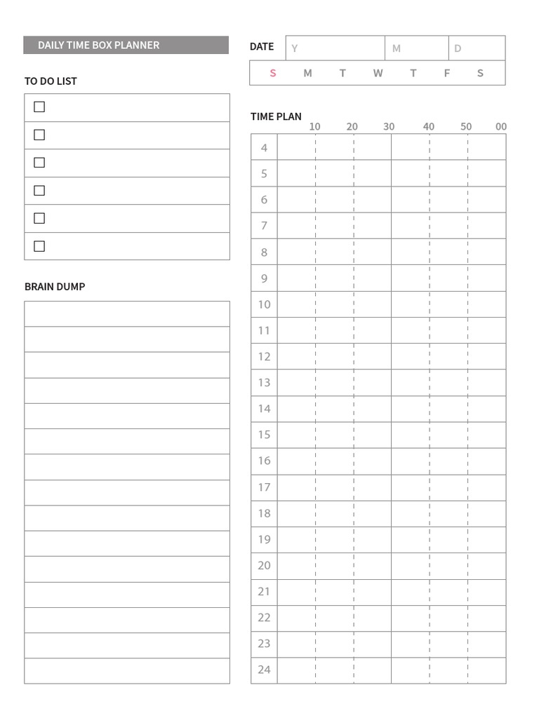 Daily Time Box Planner Template | PDF